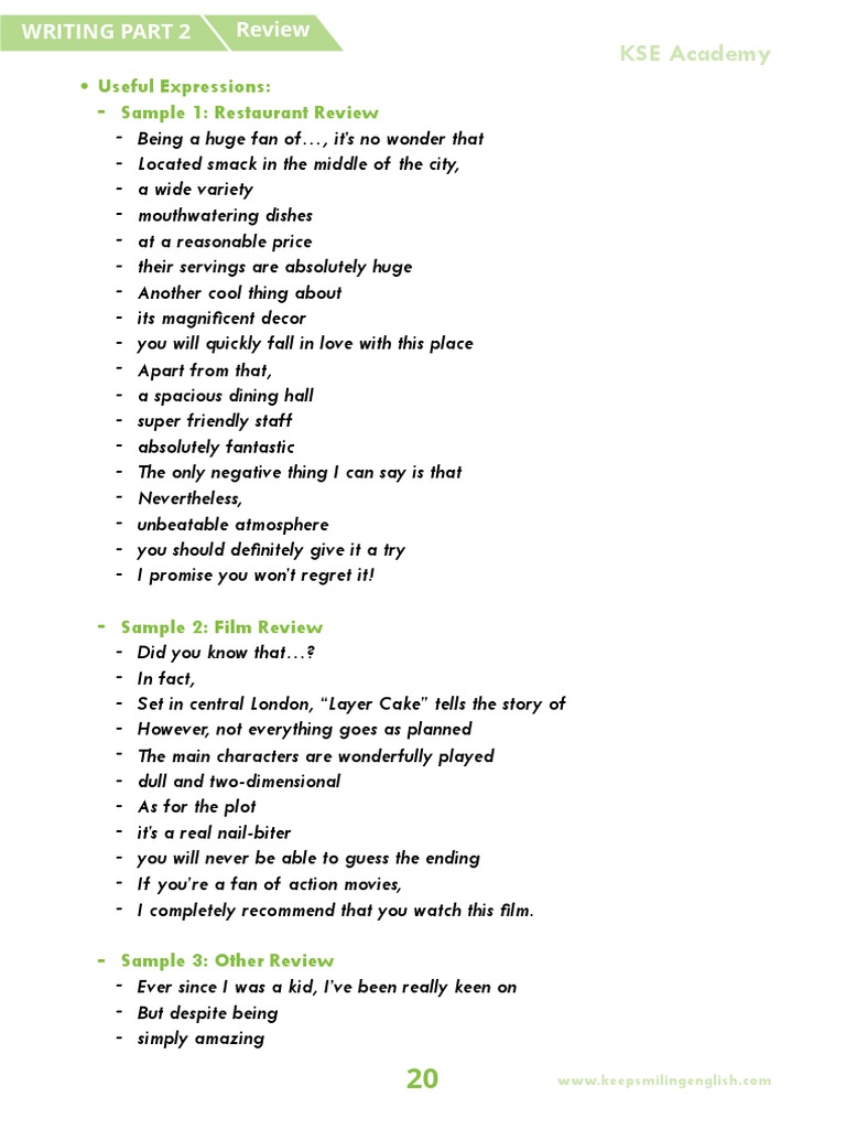 FCE Writing Guide PDF - Review | PDF | Foods | Restaurant And Catering