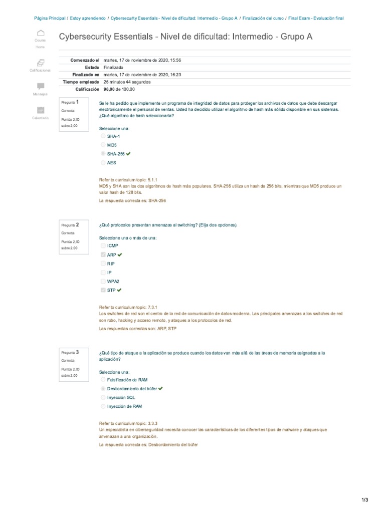 Final Exam - Evaluación Final - Cybersecurity Essentials | PDF