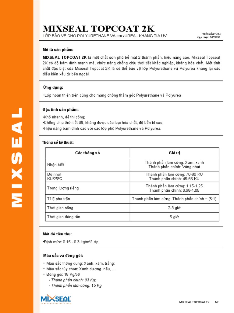 Mixseal Topcoat 2K (TDS - VN) | PDF