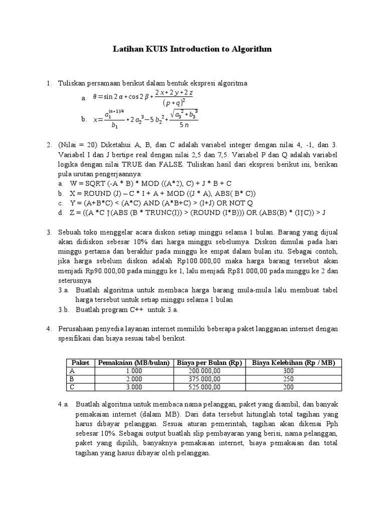 Latihan KUIS Introduction To Algorithm | PDF