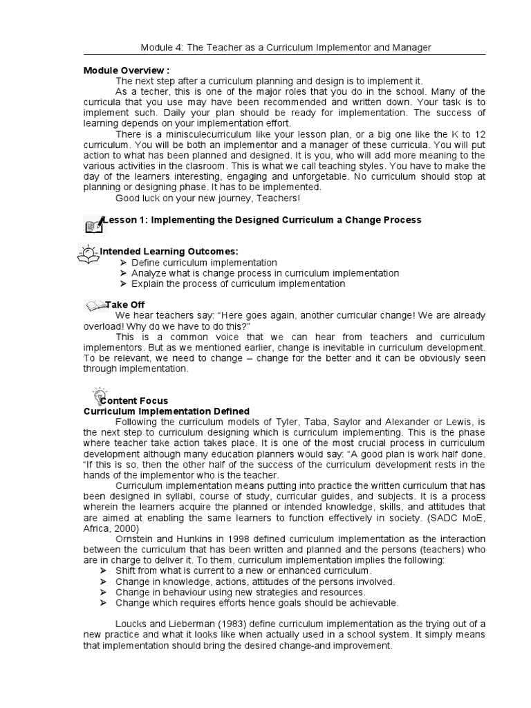 Module 4 Lesson 1 | PDF | Curriculum | Teachers