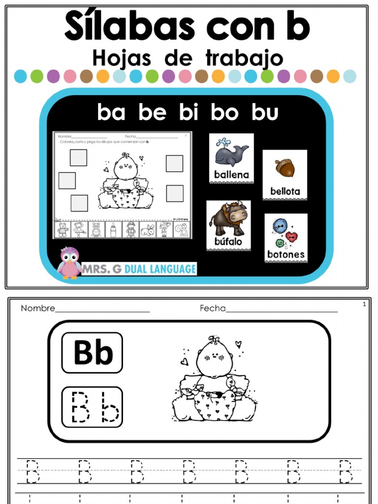 07 - Sílabas Con La Letra B - Ba, Be, Bi, Bo, Bu. Hojas de Trabajo PDF ...