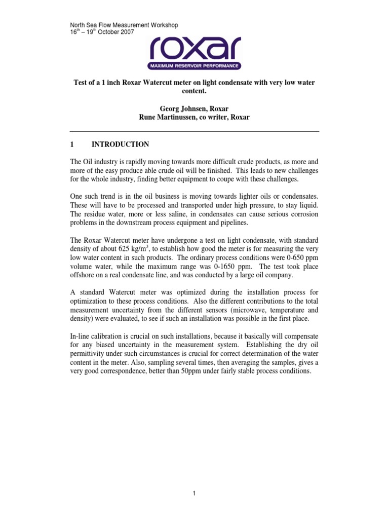 Poster 1 - Roxar PDF | PDF | Flow Measurement | Microwave
