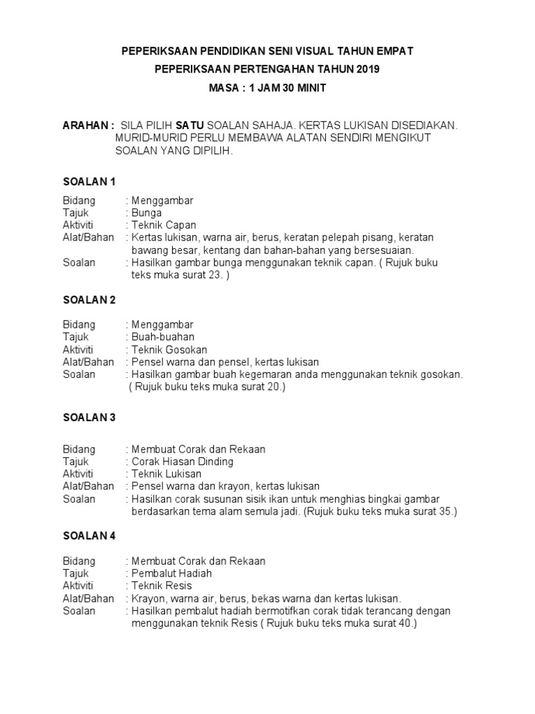 Soalan PSV Tahun 4 | PDF