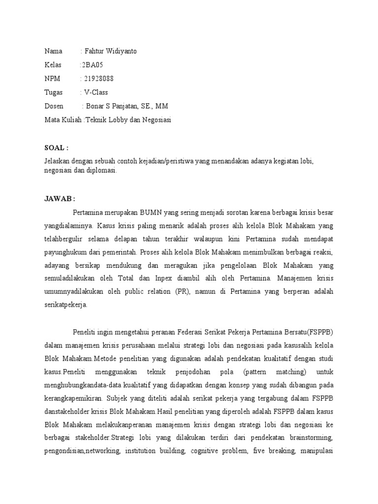 Contoh Kejadian Peristiwa Yang Menandakan Adanya Kegiatan Lobi ...