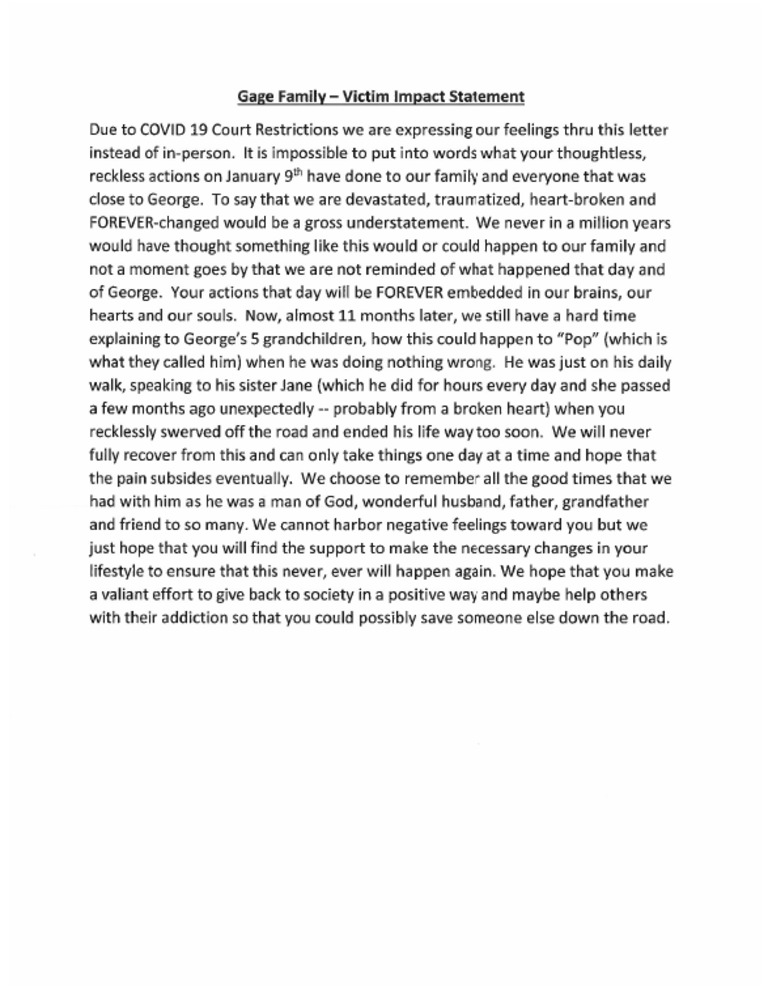 Gage Family Impact Statement | PDF