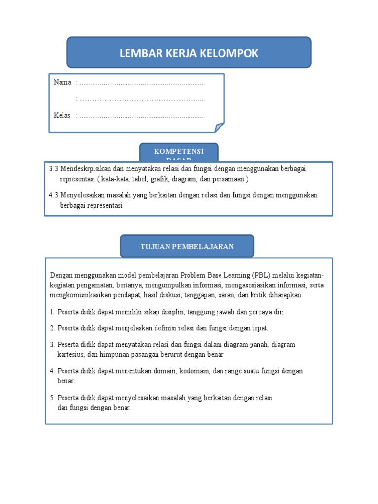 LKPD Relasi Dan Fungsi Kelompok 1 | PDF | Olahraga & Rekreasi | Seni