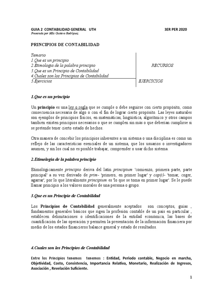 Principios de Contabilidad General UTH | PDF | Contabilidad ...