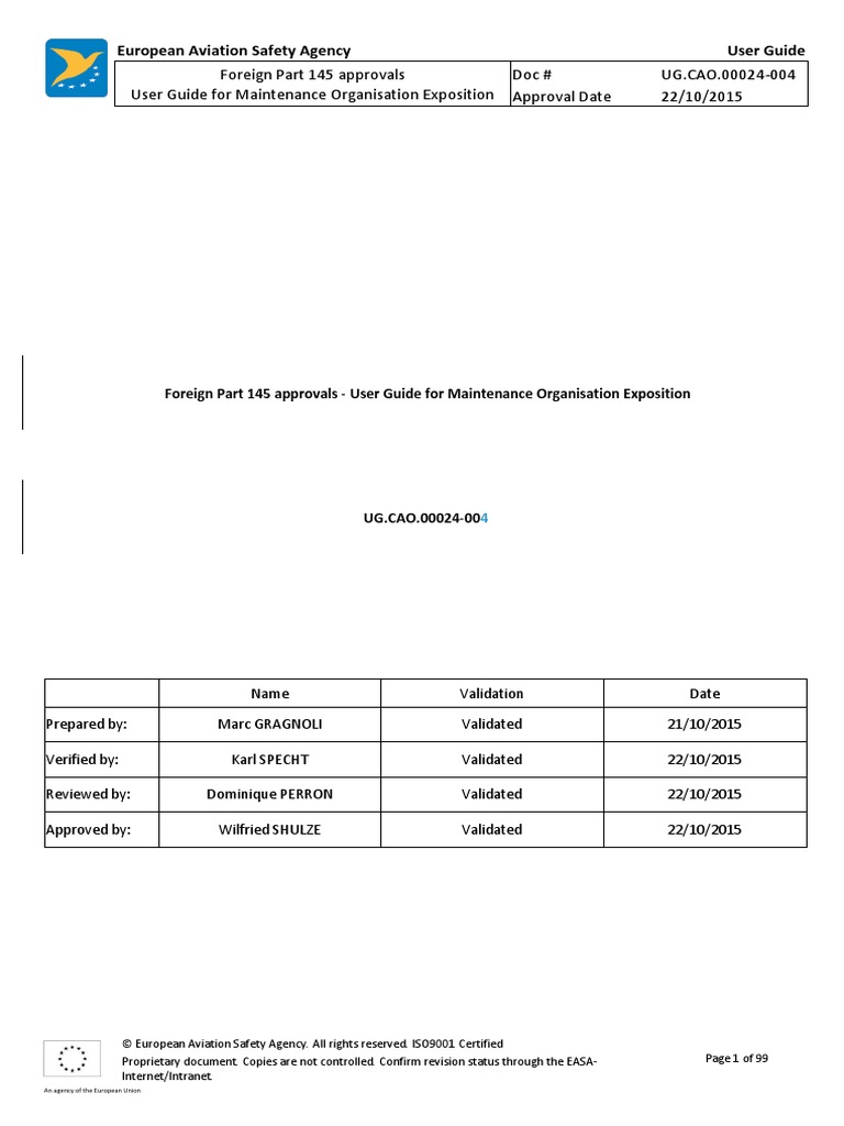 EASA - B1. UG - CAO.00024 User Guide For MOE Aris PDF | PDF | Iso 9000 ...