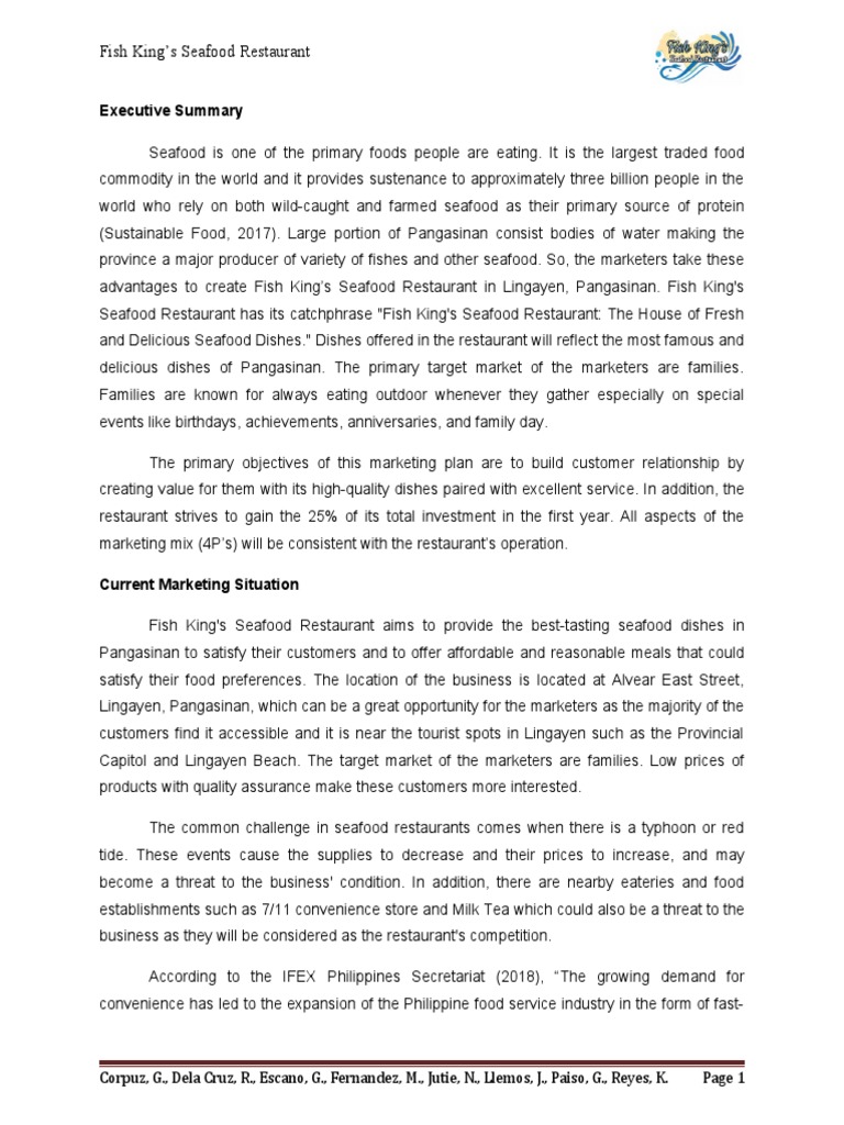 Fish King's Seafood Restaurant: Executive Summary | PDF | Restaurants ...