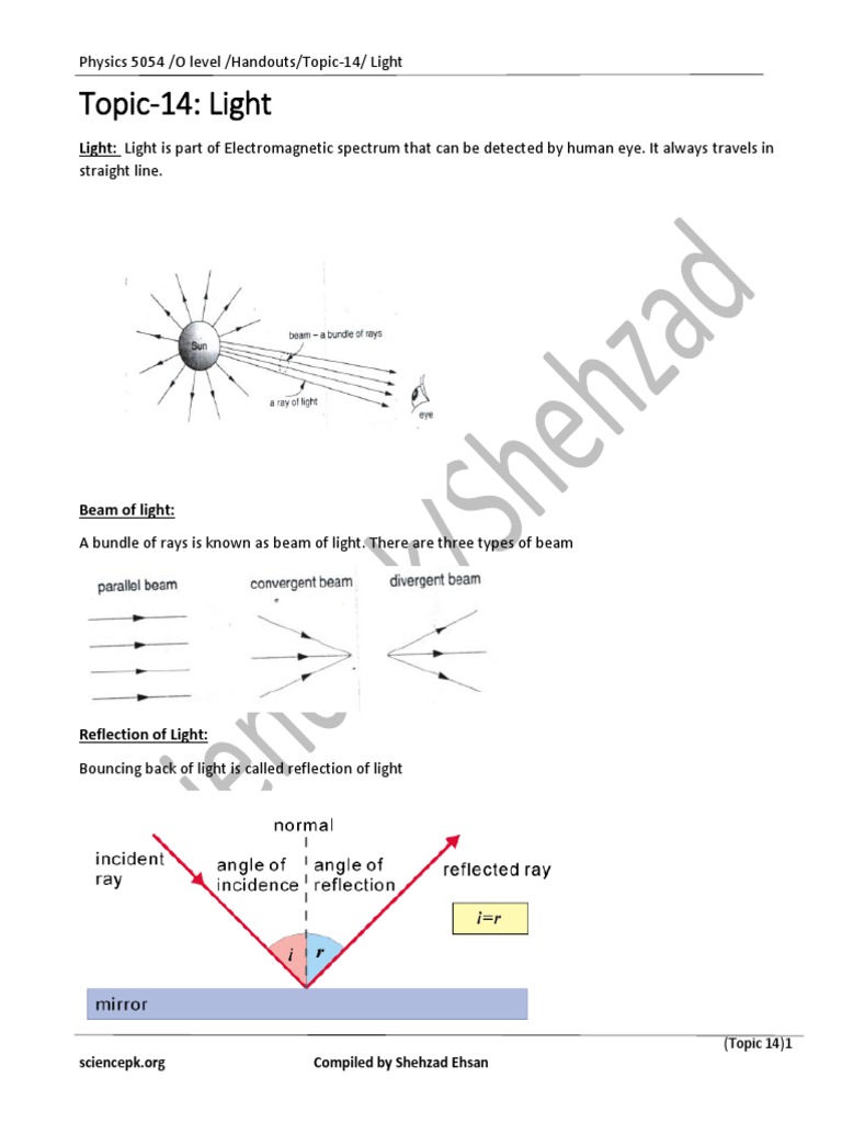 Light and Reflection Principles | PDF | Refraction | Refractive Index