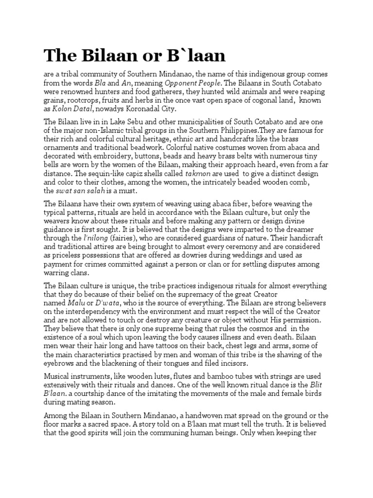 The Bilaan or B | PDF | Mindanao | Clothing