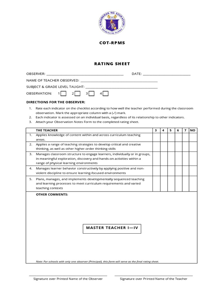 Form COT-RPMS MT | PDF