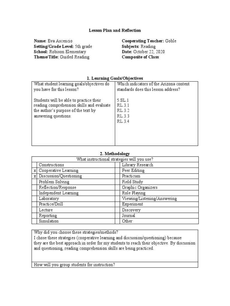 Guided Reading Interventions Lesson Plan | PDF | Lesson Plan | Reading ...