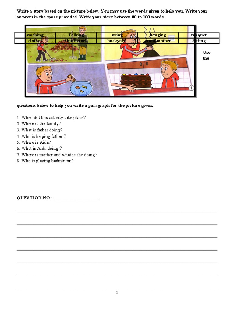 Write A Story Based On The Picture Below | PDF