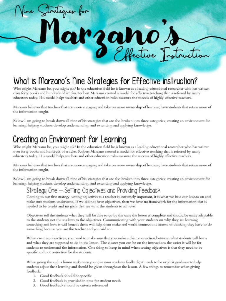 Marzano 9 Strats | PDF