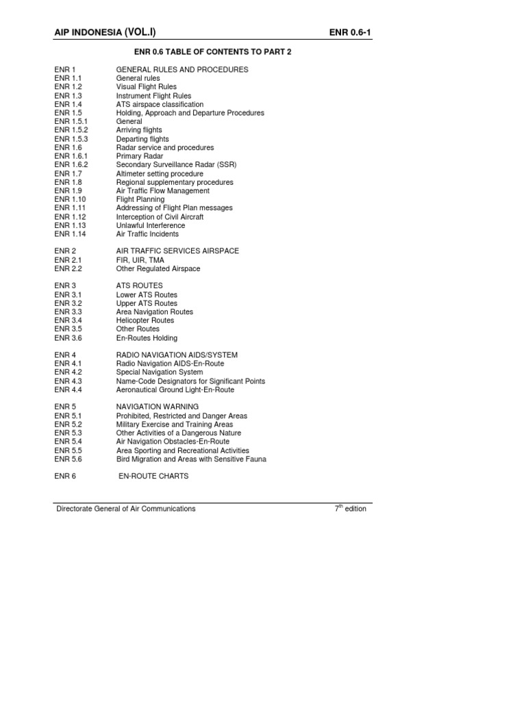 (VOL.I) : Aip Indonesia ENR 0.6-1 | PDF | Technology & Engineering