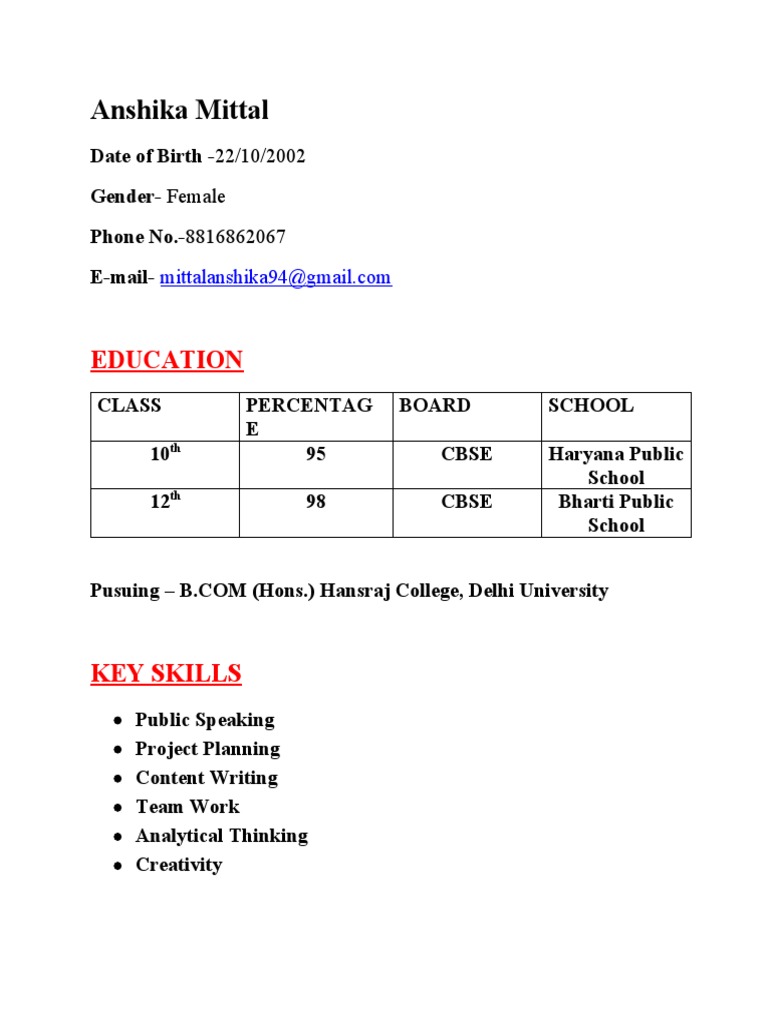 Anshika Mittal CV | PDF