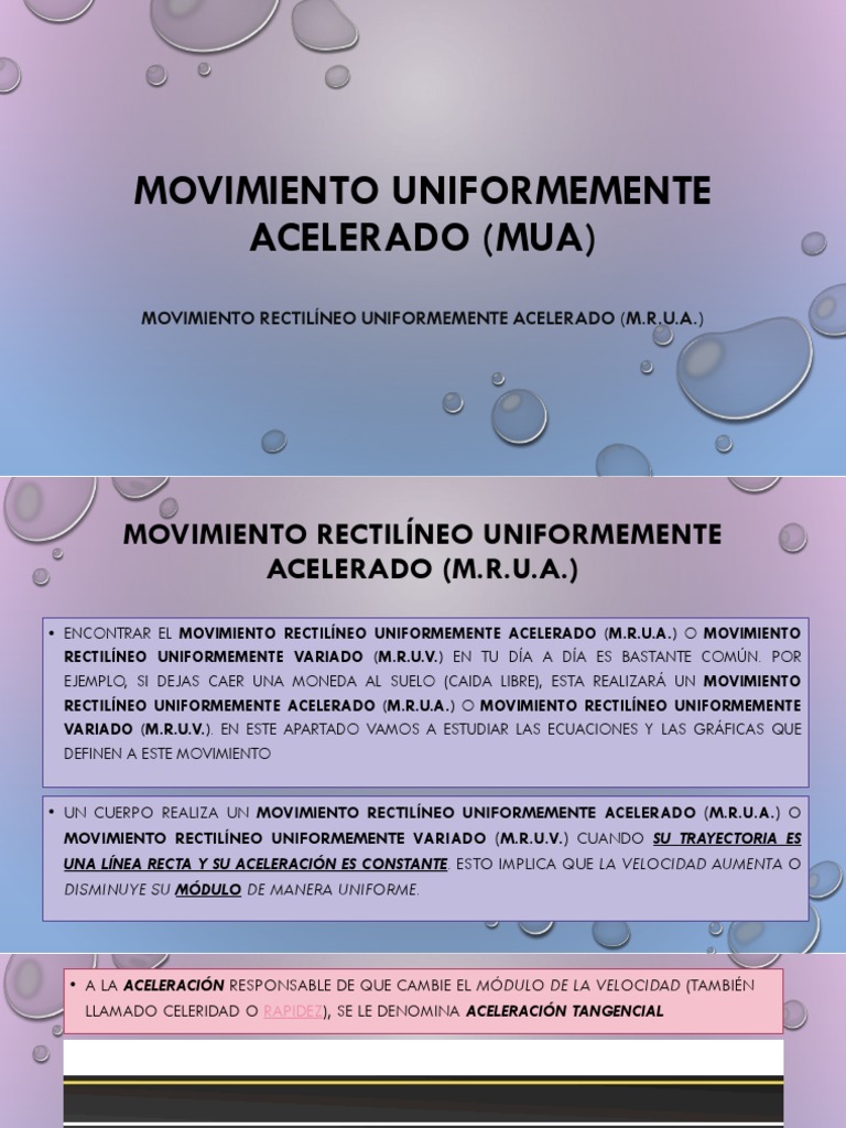 Formulas del Movimiento Uniformemente Acelerado | PDF | Aceleración ...