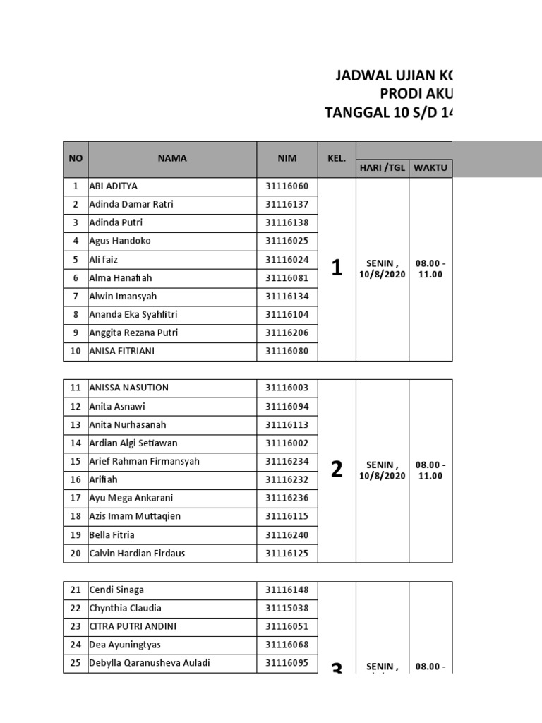 Jadwal Sidang Kompre Juli 20 | PDF