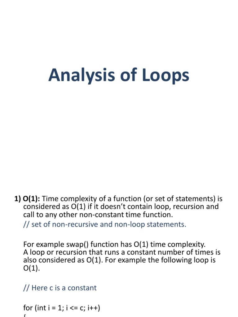 Analysis of Loops1 | PDF | Control Flow | Time Complexity