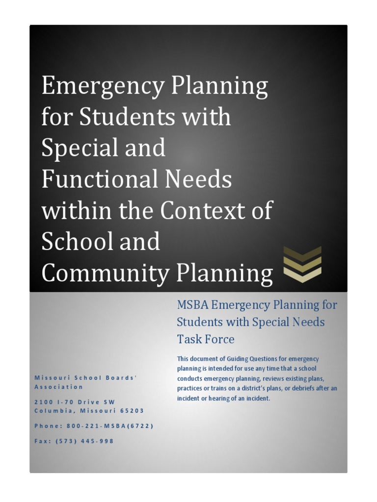Emergency Planning For Students With Special and Functional Needs ...