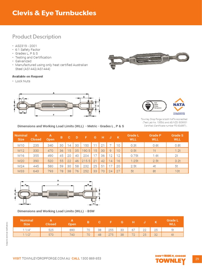 Data Sheet Turnbuckles Clevis Eye | Mechanical Engineering | Business