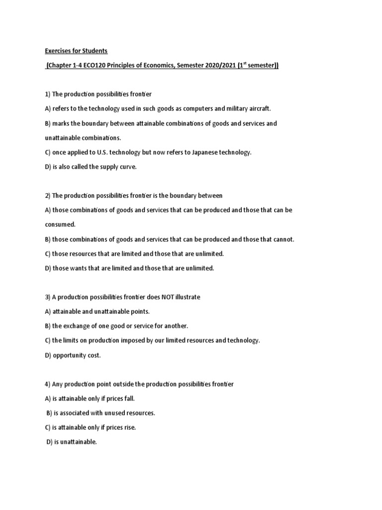 ECO120 Exercises: Principles of Economics | PDF | Demand | Supply And ...