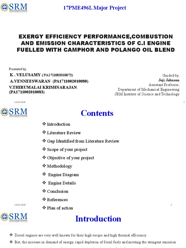 Project First Review Final | PDF | Biodiesel | Diesel Engine
