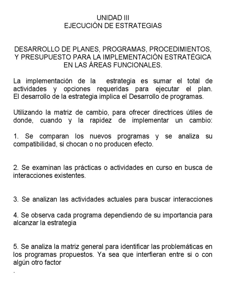 UNIDAD III DESARROLLO DE PLANES, PROGRAMAS, PROCEDIMIENTOS, Y PRESUPUESTO PROCESOS DE DIRECCIÓN ...