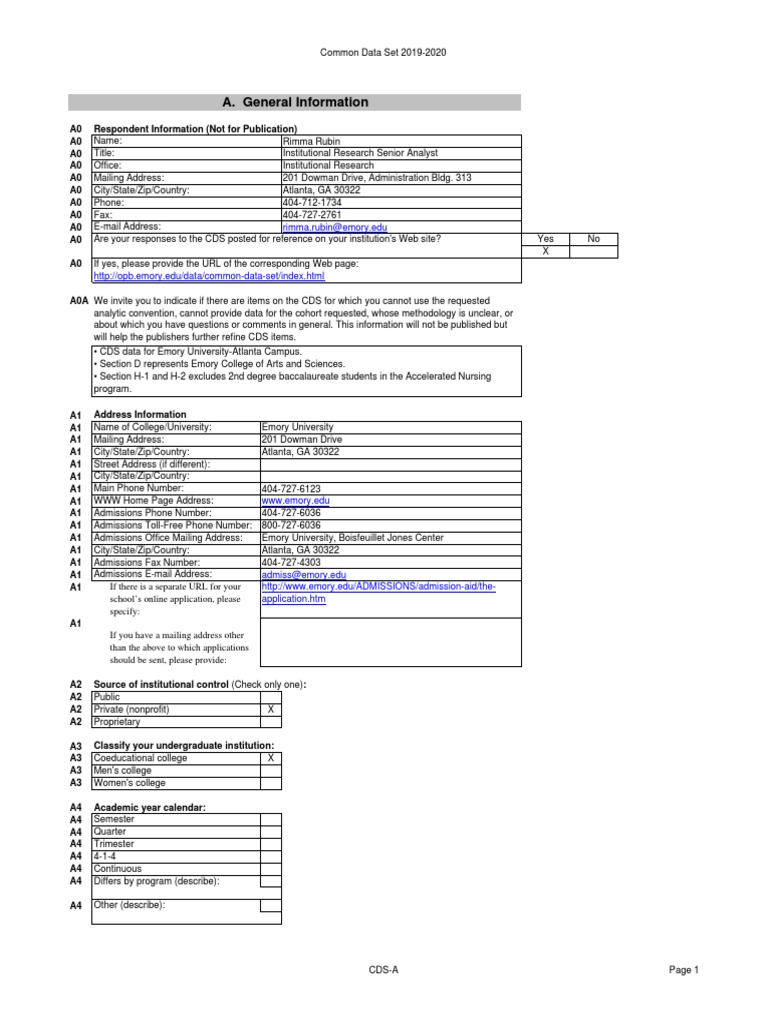 Emory CDS PDF | PDF | Sat | Act (Test)