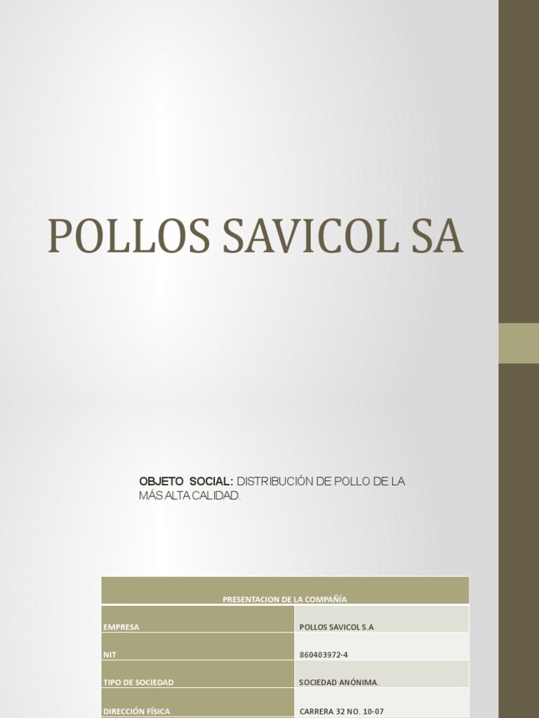 Presentación de Pollos Savicol S.A. | PDF | Contabilidad | Impuestos