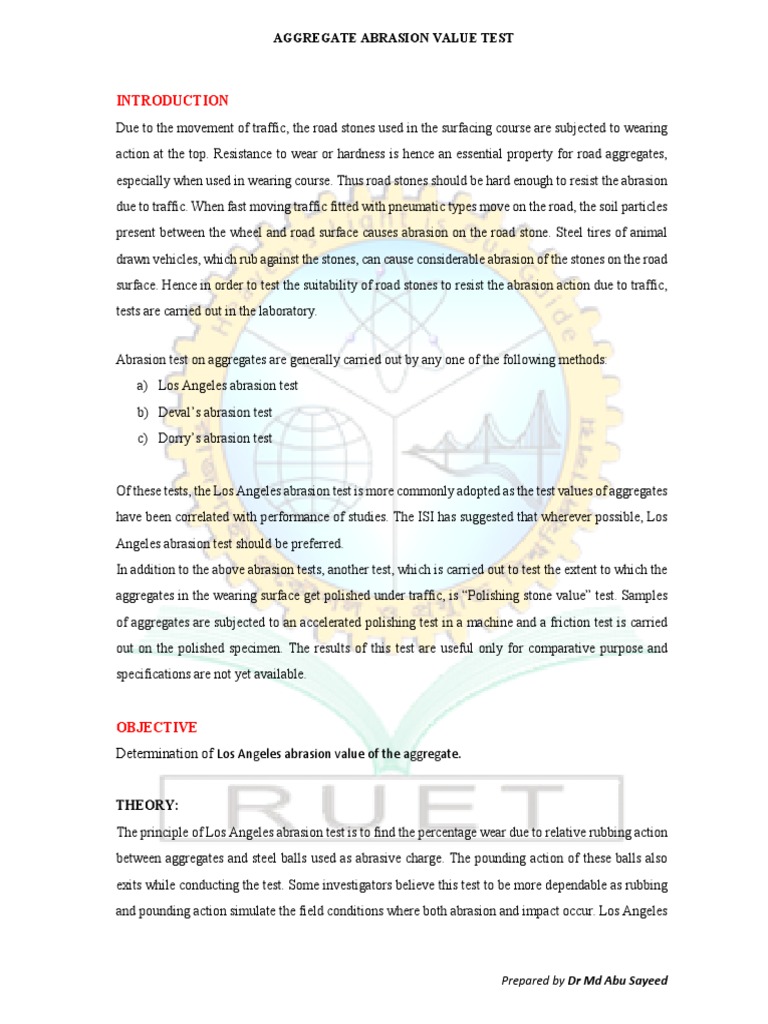 Los Angeles Abrasion Value Test Guide | PDF | Wear | Friction