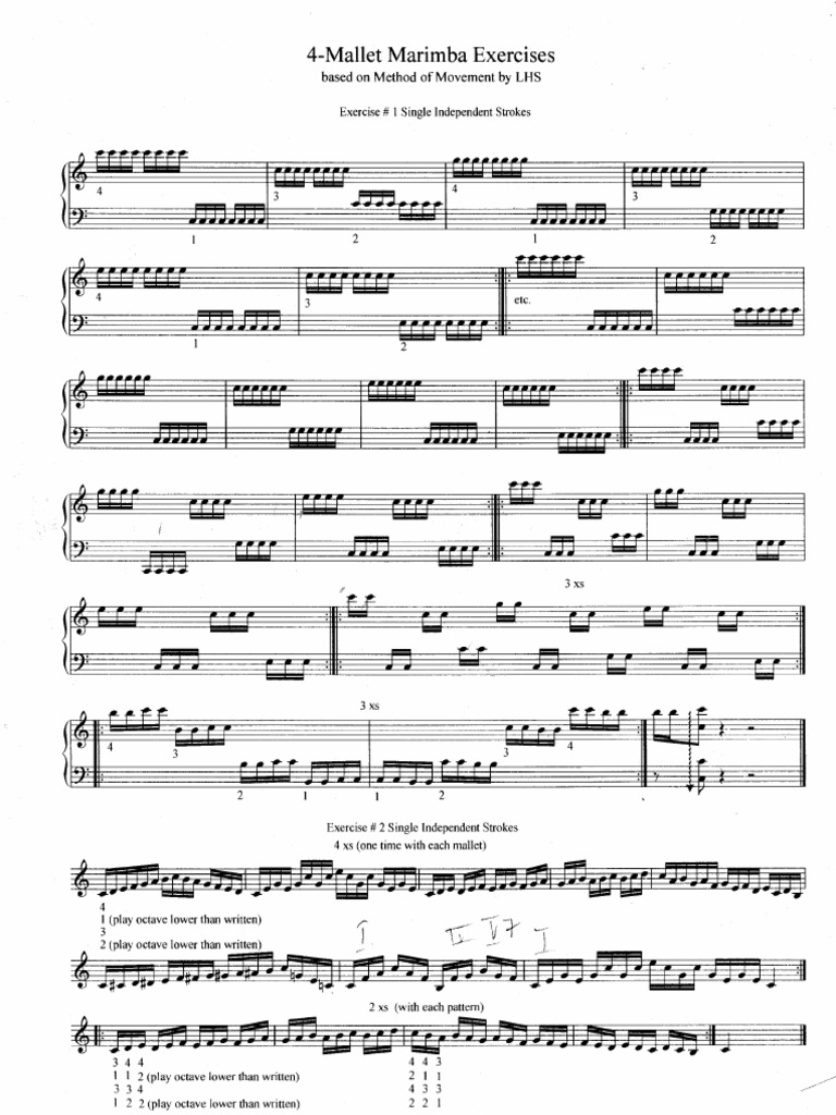 Kevin Bobo - 4 Mallet Exercises | PDF | Scale (Music) | Musical Instruments