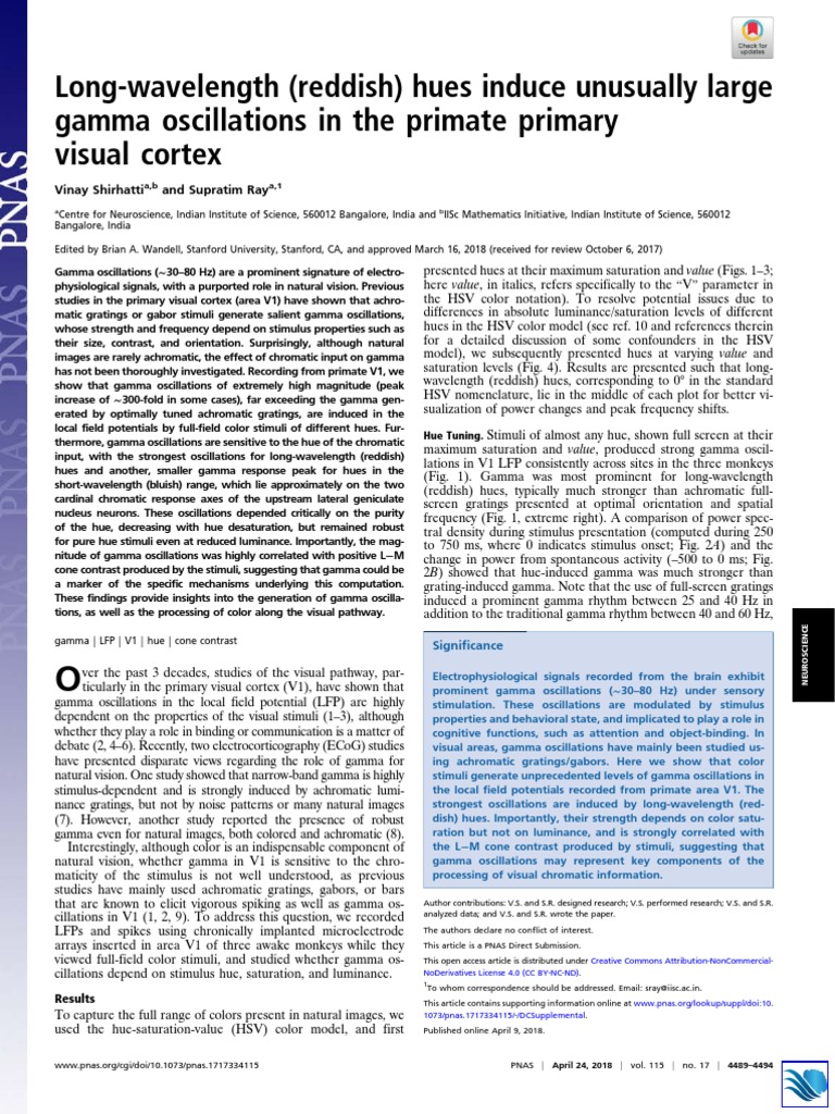 Shirhatti2018 - Long-Wavelength (Reddish) Hues Induce Unusually Large Gamma Oscillations in The ...
