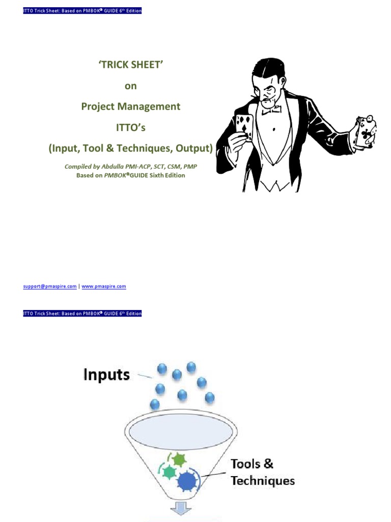 ITTO Trick Sheet 49 Process PMBOK 6th Edition | PDF | Project ...