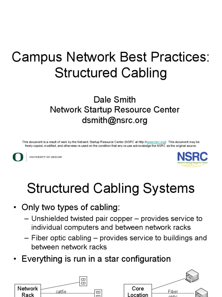 Campus Network Best Practices: Structured Cabling: Dale Smith Network ...