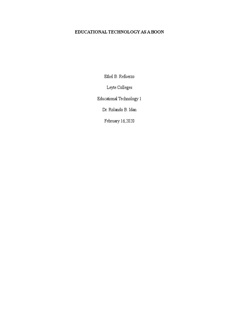 Educational Technology As A Boon | PDF