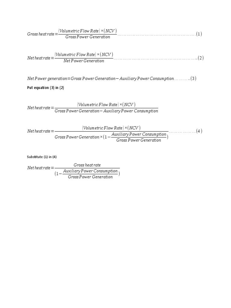 (Volumetric Flow Rate) × (NCV) : Put Equation (3) in | PDF