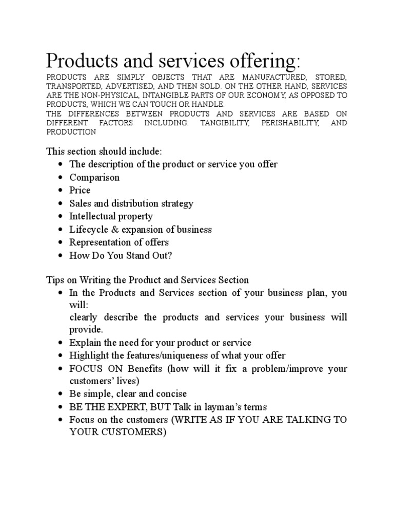 Products and Services Offering | PDF | Strategic Management | Inventory