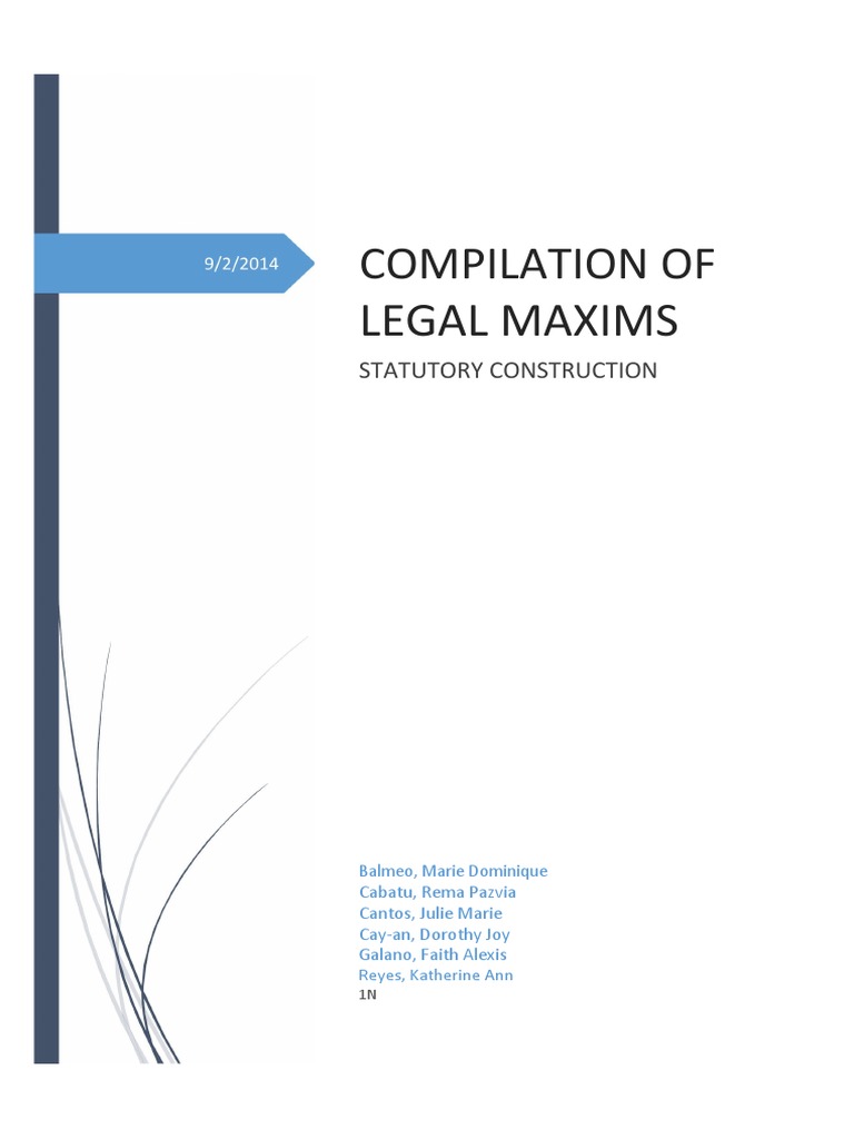 Compilation of Legal Maxims Statutory Co | PDF | Leasehold Estate | Arrest