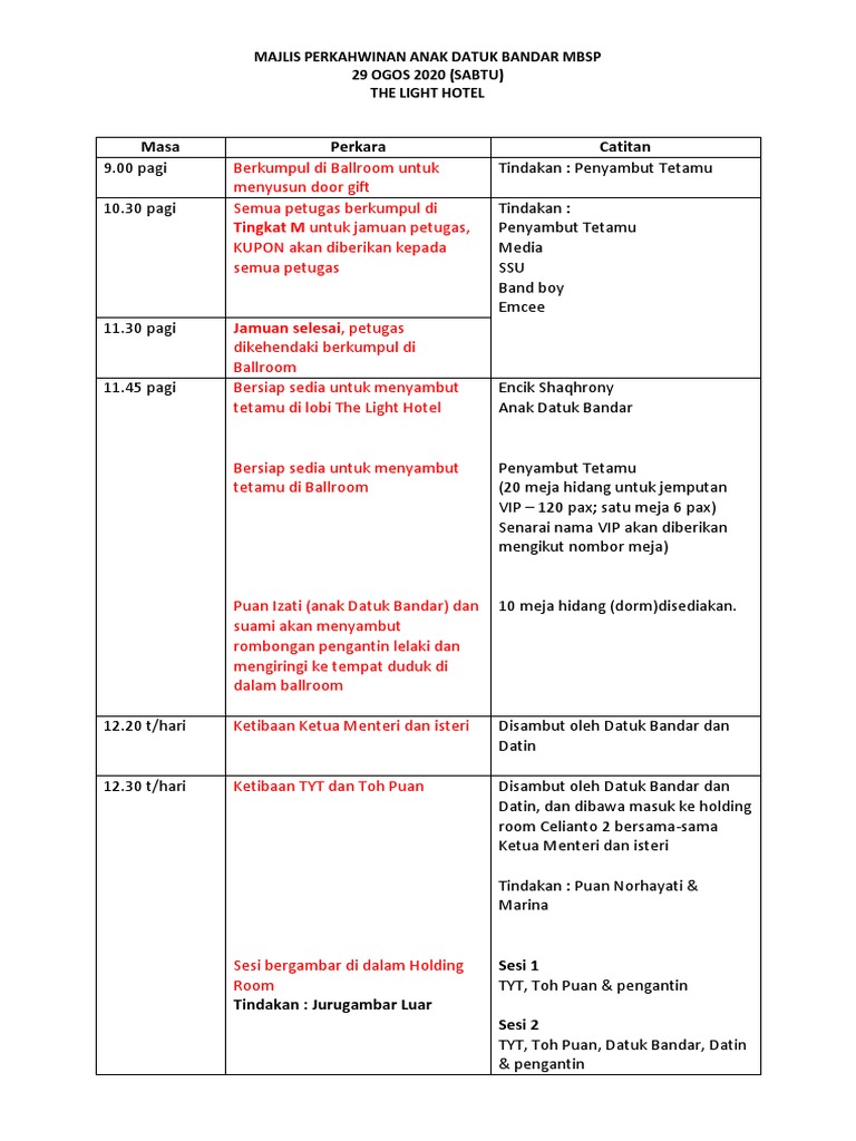 Flow Majlis Perkahwinan Anak DB | PDF