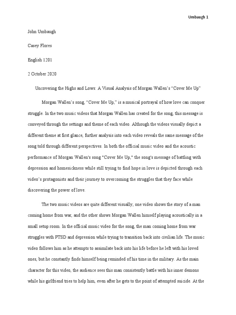 Cover Me Up Visual Analysis | PDF | Singing | Entertainment (General)
