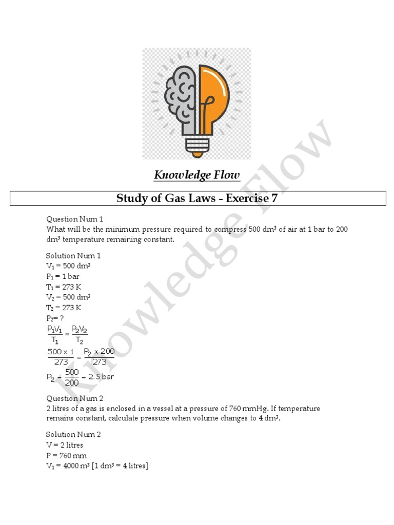 Exercise 7 Chemistry | PDF | Gases | Celsius