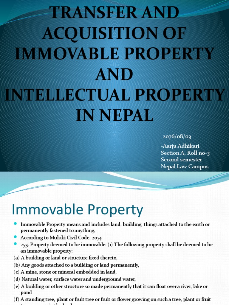 Transfer and Acquisition of Immovable Property AND Intellectual ...