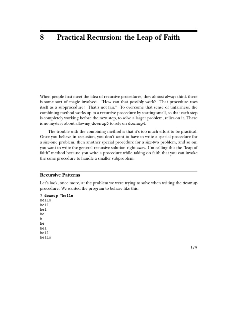 8 Practical Recursion: The Leap of Faith: Recursive Patterns | Download ... 8 Practical Recursion: The Leap of Faith: Recursive Patterns | Download ...