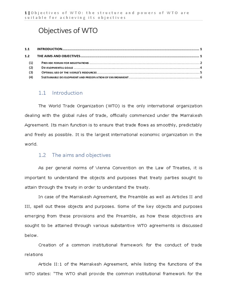 Objectives of WTO | PDF | World Trade Organization | General Agreement ...