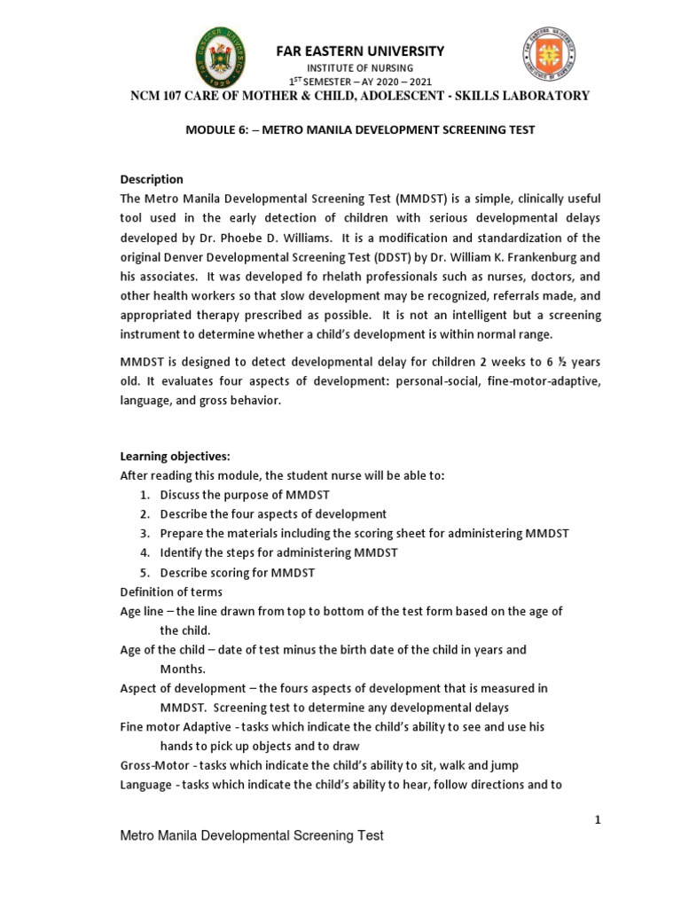 Far Eastern University: Module 6: - Metro Manila Development Screening ...