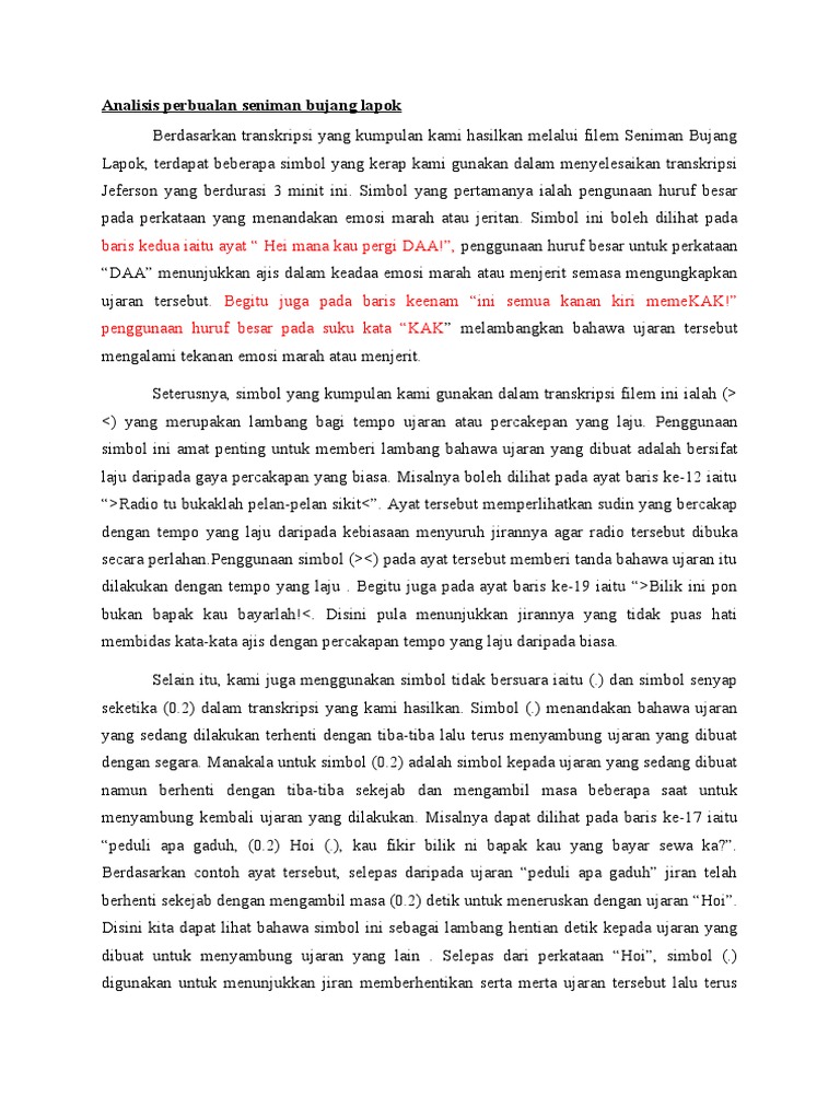 Analisis Perbualan Seniman Bujang Lapok | PDF