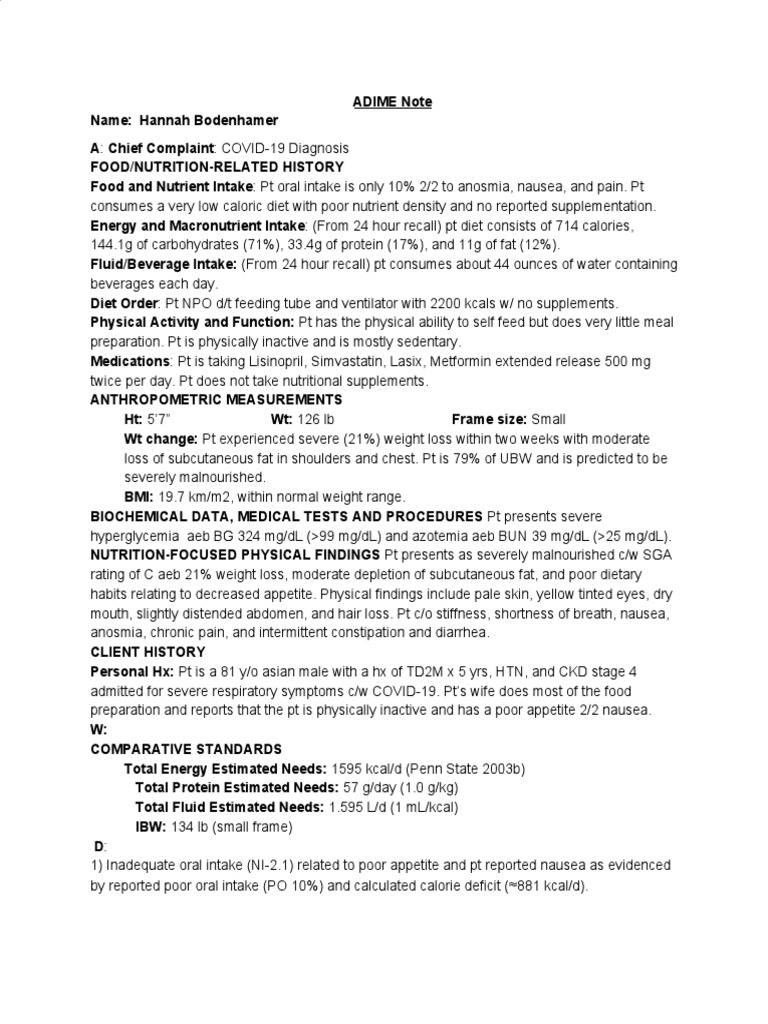 Nutr 335 Adime Note | PDF | Dieting | Weight Loss